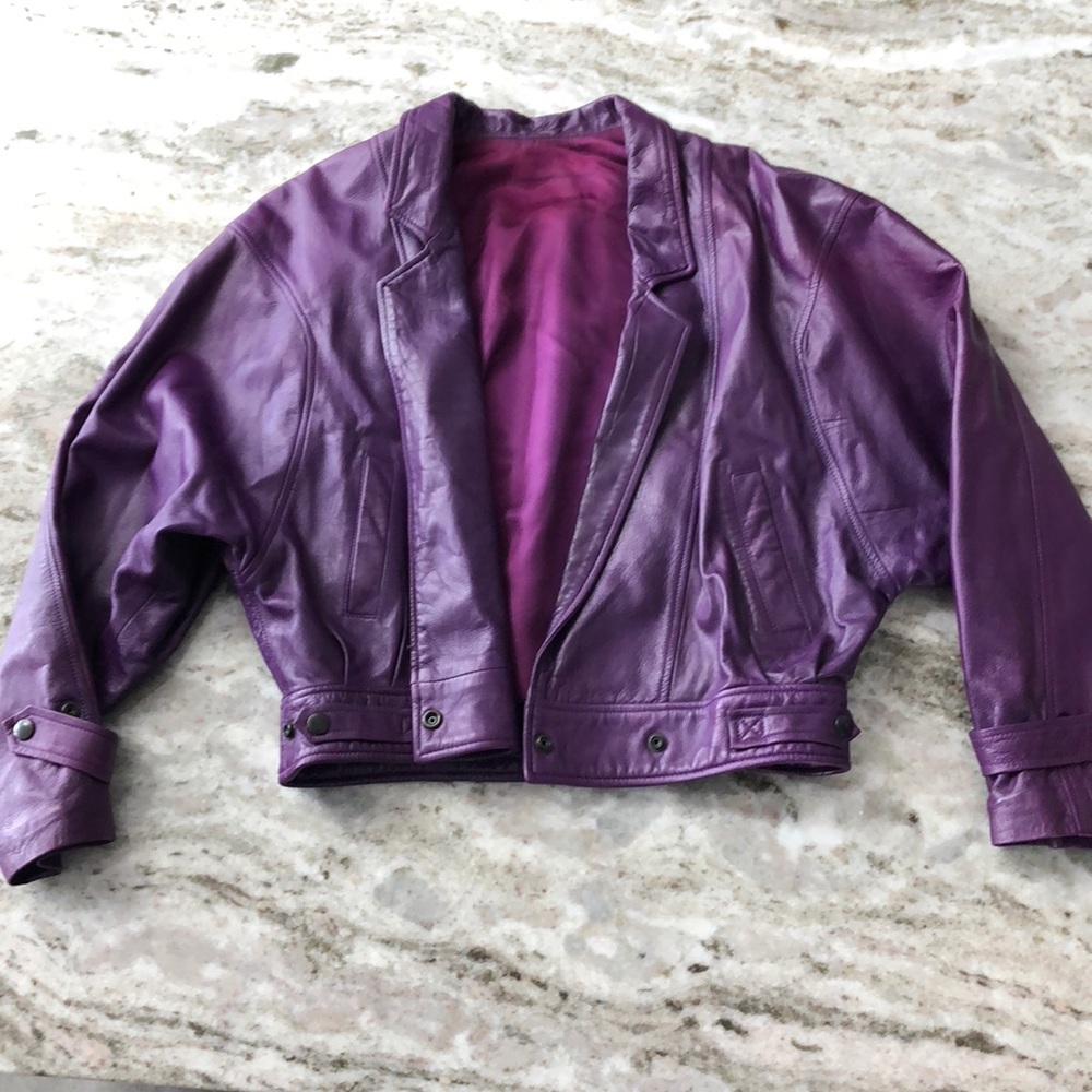Vintage Purple Leather Jacket - Gem